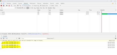 Javascript Event Stream Data Not Showing In Chrome Console Stack