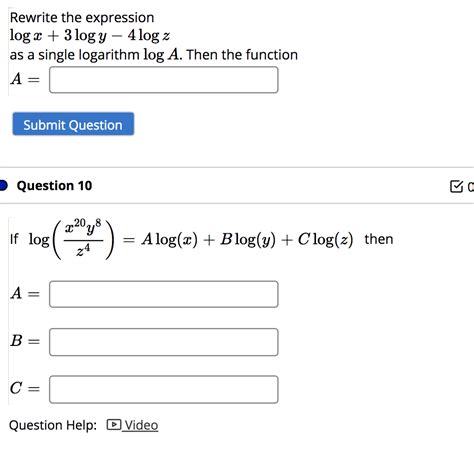 solved rewrite the expression log x 3 log y 4 log z as a