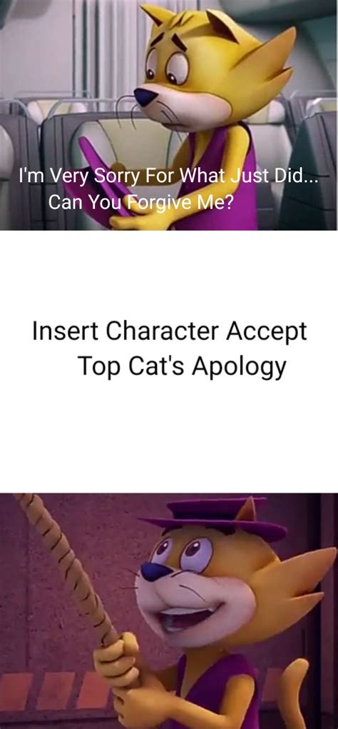Who Accepts Top Cats Apology Meme Template By Oliviarosesmith On