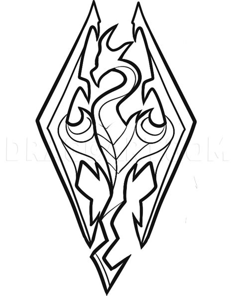 How To Draw Skyrim Skyrim Logo Drawing Step By Step By Dawn Dragoart