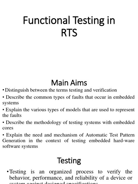 Functional Testing In Rts Pdf Software Testing System On A Chip