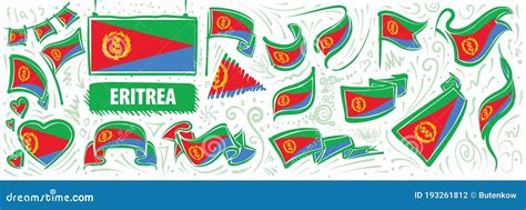 Vector Set Of The National Flag Of Eritrea In Various Creative Designs Stock Vector
