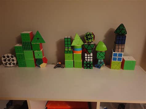 My Cube Collection After Over A Year 34 Cubes With 4 Rubiks Brands