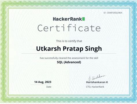 Utkarsh Pratap Singh On Linkedin Hackerrank Reactdeveloper Sql Querry