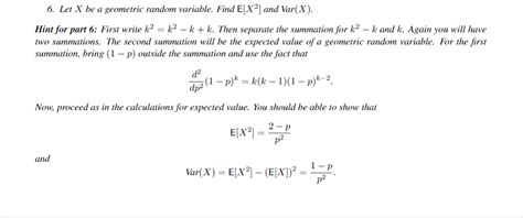 solved let x ﻿be a geometric random variable find e[x2]