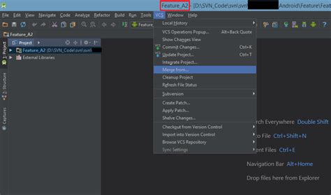 Android Studio Unable To Merge From Svn Branch Stack Overflow