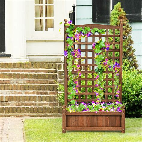Indoor Outdoor Wooden Raised Bed Tall Planter Box With Generous Hanging Trellis EBay