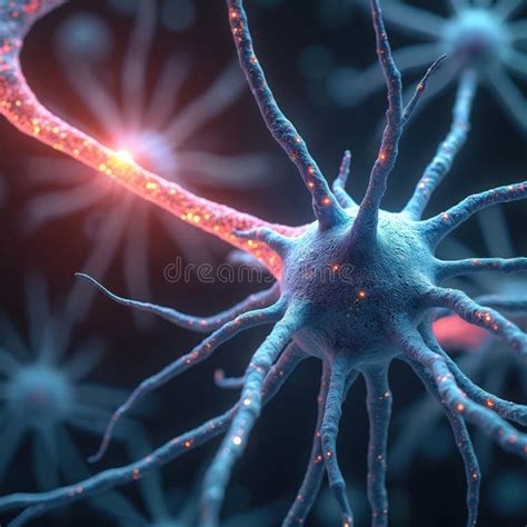 Illustration Of Neural Synapse Transmission With Neuron Structure In Vibrant Colors Nerve Cell