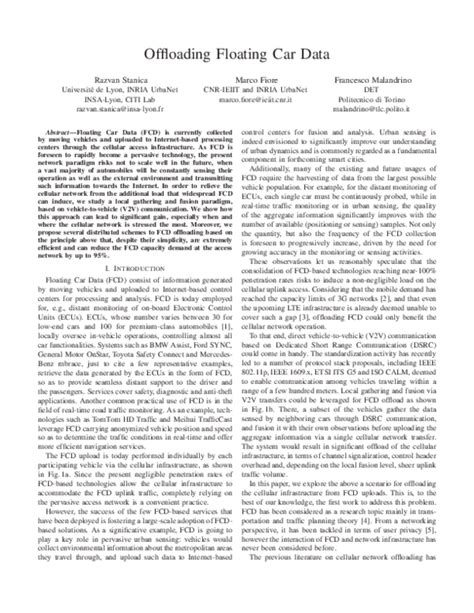 Pdf Offloading Floating Car Data Razvan Stanica