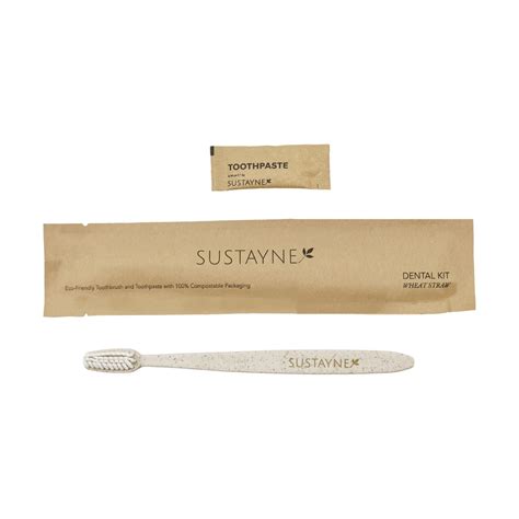Sustayne Toothbrush And Toothpaste Packet Set Wheat Straw Universal Companies