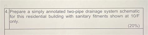 Solved How To Draw 4 Prepare A Simply Annotated Two Pipe Drainage