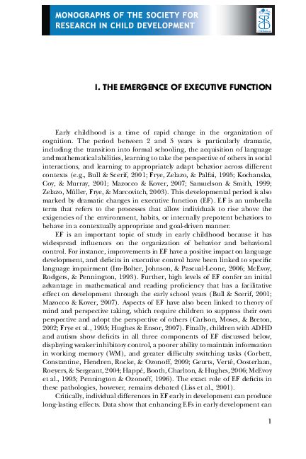 pdf the emergent executive a dynamic field theory of the development