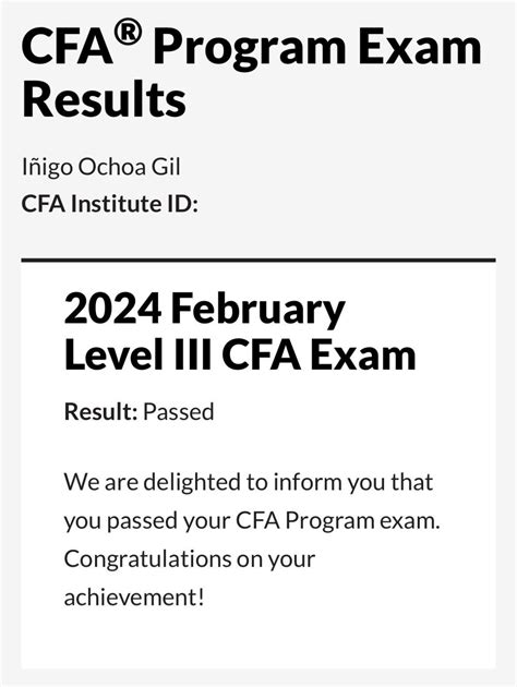 Proud To Share That I Ve Passed Cfa Level Iii Iñigo Ochoa Cfa 19