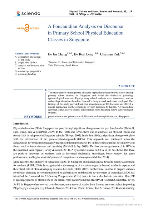 Pdf A Foucauldian Analysis On Discourse In Primary School Physical