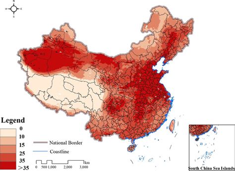 The Annual Average Concentration Of Pm2 5 In China In 2019 Download Scientific Diagram