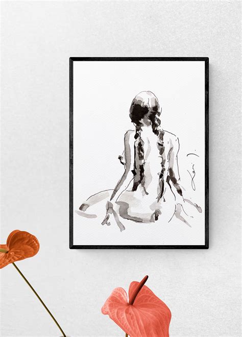 Surr V Original Ink Drawing Naked Model Etsy