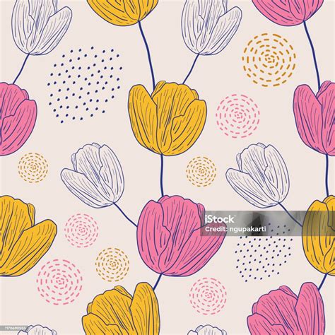 백합 꽃 원활한 패턴 그리기입니다 벡터 일러스트 는 패션 섬유 인쇄를 래핑 준비 반복합니다 0명에 대한 스톡 벡터 아트 및 기타 이미지 Istock