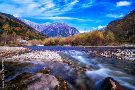 Travel To Kamikochi National Park Nagano Japanlong Exposure Stock