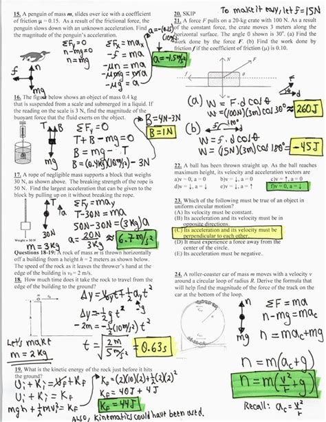 KEY AP Physics Review For Final Physics And AP Physics