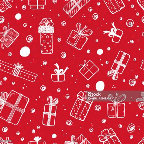 휴일 벡터 완벽 한 패턴입니다 손으로 그린 낙서 크리스마스 새 해 또는 생일 선물 상자 크리스마스 배경입니다 새 해 배경 화면 가방에 대한 스톡 벡터 아트 및 기타 이미지