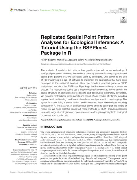 Pdf Replicated Spatial Point Pattern Analyses For Ecological Inference A Tutorial Using The