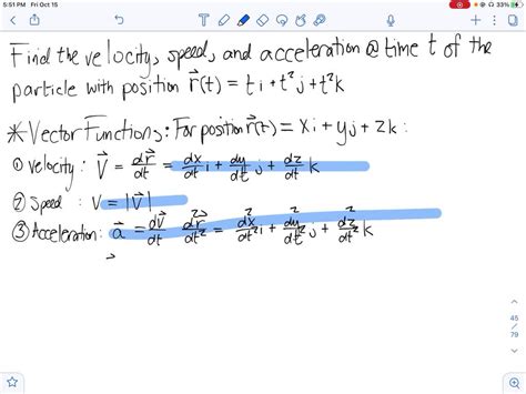 solved find the velocity speed and acceleration at time t of the