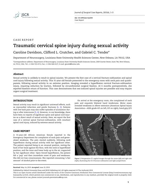 PDF Traumatic Cervical Spine Injury During Sexual Activity