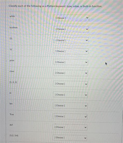 Solved Classify Each Of The Following As A Python Keyword
