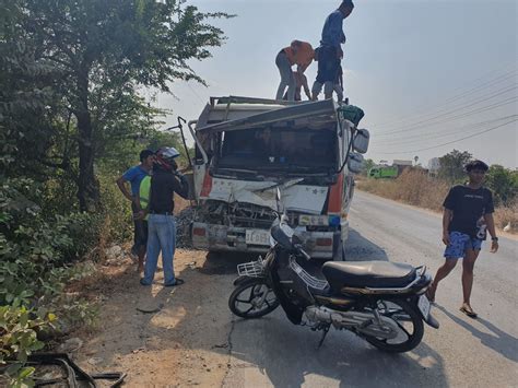 Msjtv News រថយន្តដឹកថ្ម បើកជ្រុលទៅបុករថយន្តក្រឡុកស៊ីម៉ង់ត៍ពីក្រោយពេញទំហឹង