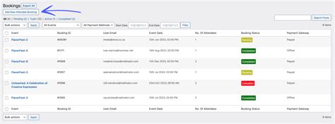 Admin Attendee Bookings EventPrime