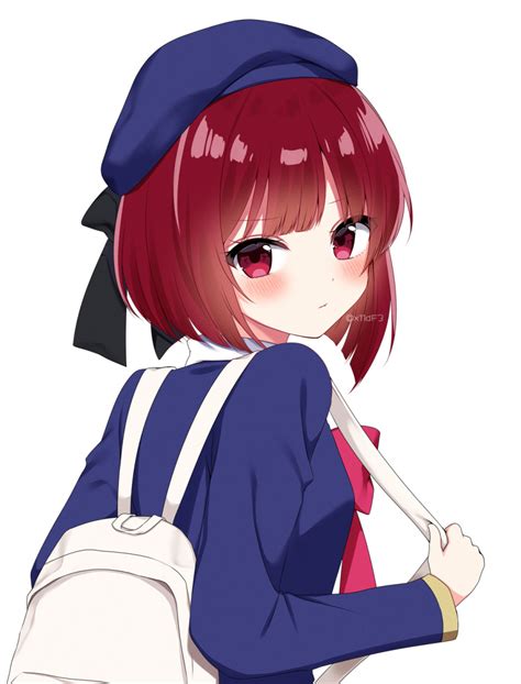 Safebooru 1girl Arima Kana Backpack Bag Beret Blazer Blue Headwear