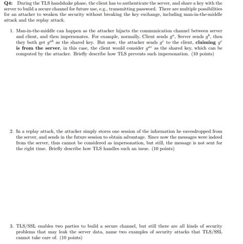solved q4 during the tls handshake phase the client has to