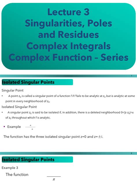 lecture 3 singularities residues poles integrals series pdf