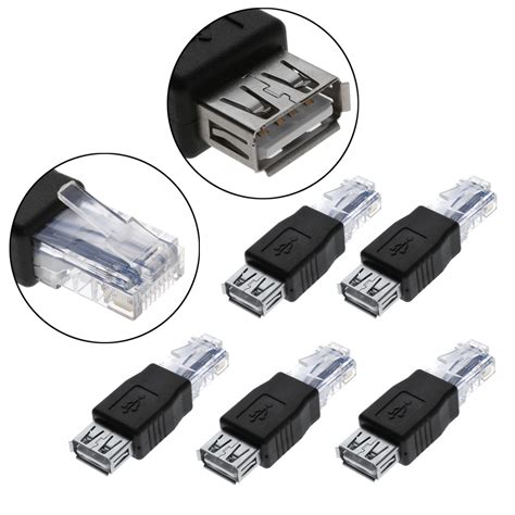 1 3PC USB Type A Female To Ethernet Internet RJ45 Male Network Converter Adapters Plug Socket