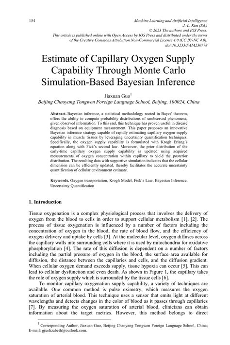 Pdf Estimate Of Capillary Oxygen Supply Capability Through Monte