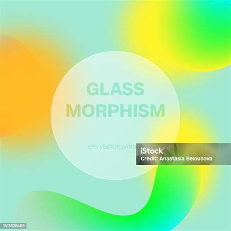 유리 모피즘 카드 템플릿 액체 그라디언트 모양 추상 예술 스톡 일러스트레이션 3d 기하학적 모양의 유리 형태 개념 젖빛 유리