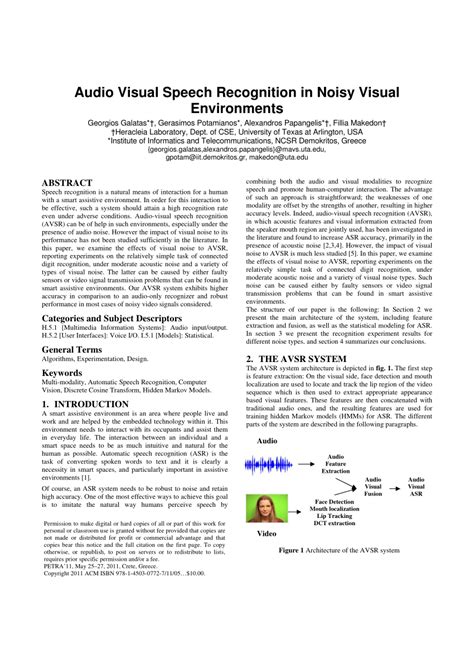 Pdf Audio Visual Speech Recognition In Noisy Visual Environments