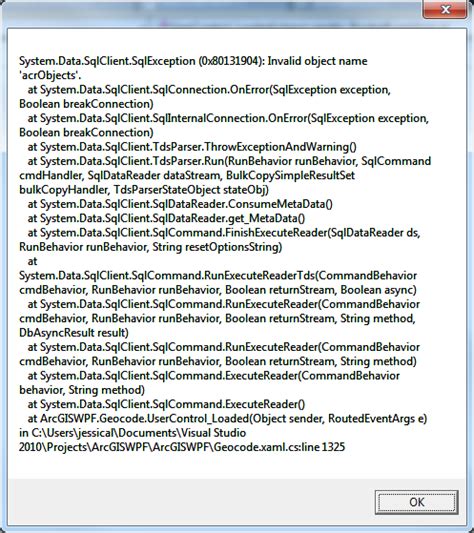 C Webexception Was Unhandled When Reading From Database Stack Overflow