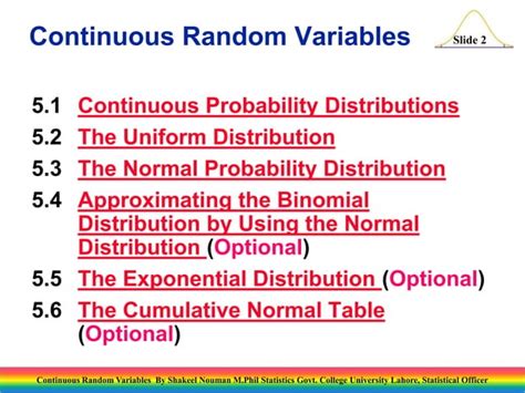 Continous Random Variable Pptx Physics Science