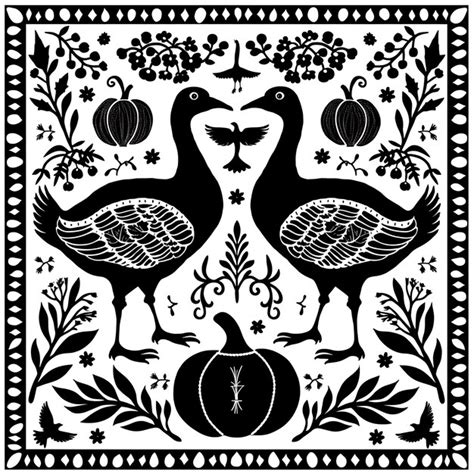 Premium Photo Frame Of Rug Hooking Cnc Art With Geese And Pumpkins For Decorations Cnc Die Cut