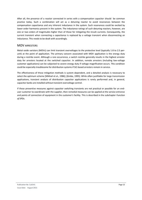 Transient Overvoltages And Currents Mitigation And Protection