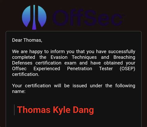 Cybersecurity Informationsecurity Infosec Osep Offsec Thomas Dang