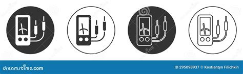 Black Ampere Meter Multimeter Voltmeter Icon Isolated On White Background Instruments For