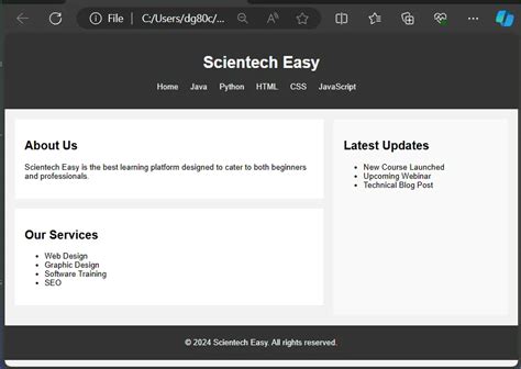 Структура страницы html макета с примером