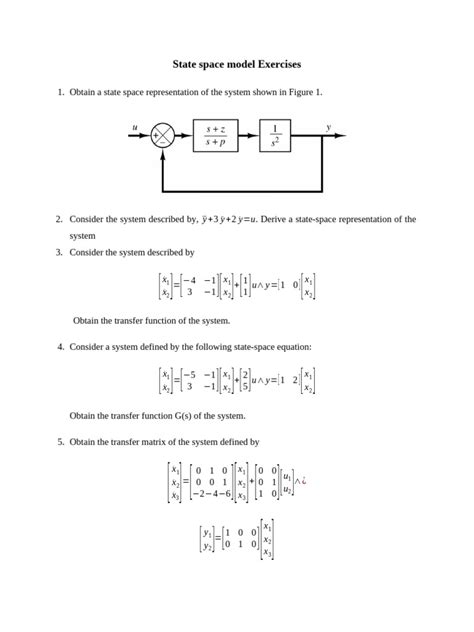 State Space Model Exercises Pdf