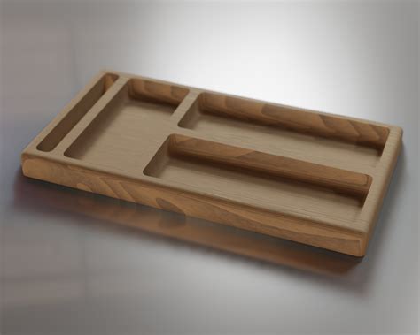 Rectangular Cnc Tray Design Files Customizable 3 Section Tea Time