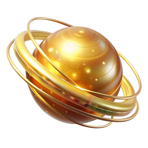 Golden Sphere With Orbiting Rings Abstract 3d Render 55852684 Png