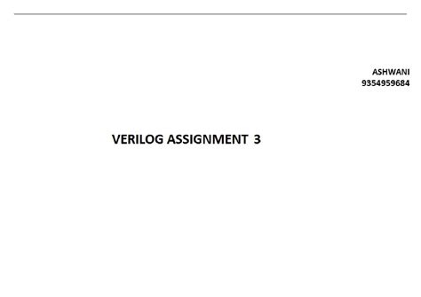 Verilog Coding Examples Of Various Digital Logic Circuits Stuvia Us
