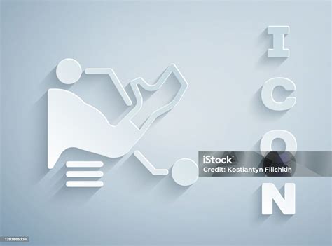 회색 배경에 격리 된 보철 손 아이콘을 잘라 용지 바이오닉 암 로봇 기계손의 미래지향적인 개념 종이 아트 스타일 벡터 3차원