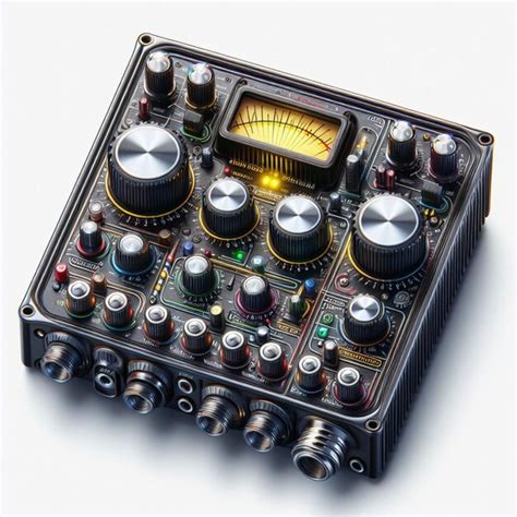Black And Silver Audio Interface With Knobs And Buttons For Adjusting